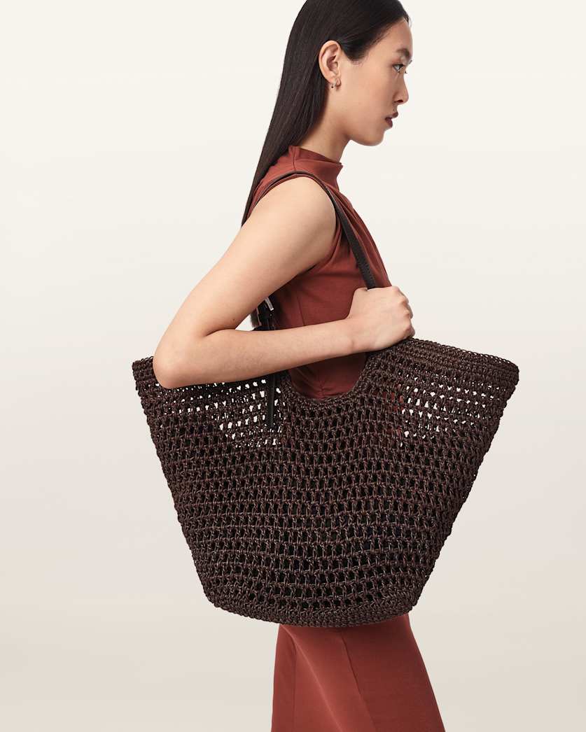 Ara Waxed Cotton Tote Bag BURNT UMBER RED | ALLSAINTS